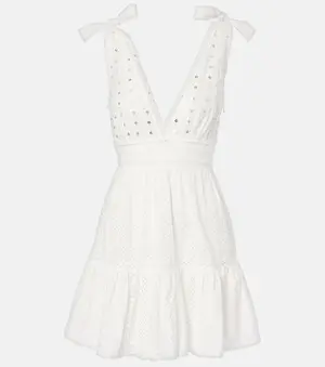 Poupette St Barth Cara Broderie Anglaise Mini Dress - White