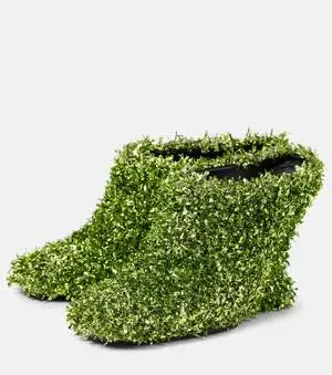 Dries Van Noten 105 Glitter Metallic Wedge Mules