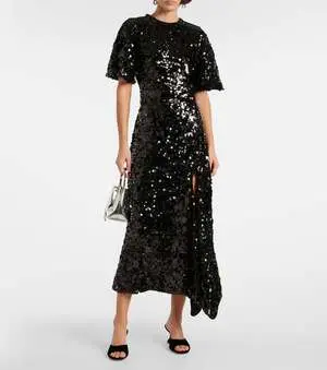 GANNI Sequined Velvet Maxi Dress