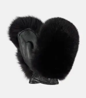 Goldbergh Hill Faux Shearling And Leather Mittens - Black