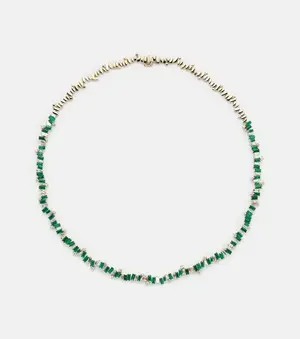 SUZANNE KALAN Emerald And Diamond Tennis Necklace In 18kt - Gold