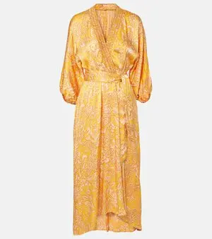 Poupette St Barth Celie Printed Asymmetrical Maxi Dress - Yellow
