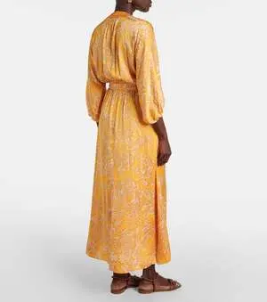 Poupette St Barth Celie Printed Asymmetric Maxi Dress