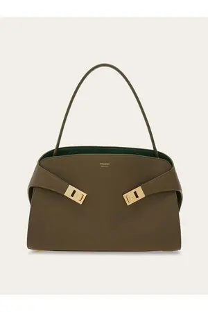 FERRAGAMO Hug Soft Bicolor Shoulder Bag M - Green