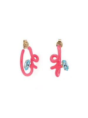 Bea Bongiasca You're So Vine Baby Vine 9k Yellow Gold, Blue & Enamel Earrings - Topaz