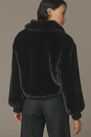 Maeve Rae Faux Fur Crop Jacket - Black
