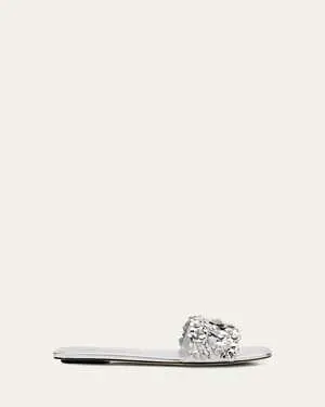 STUART WEITZMAN Meadow Flower Slides - Silver