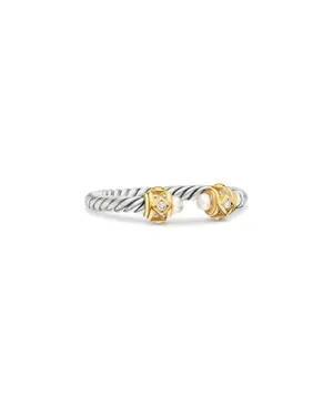 David Yurman Renaissance Ring With Pearl And Diamond - White/silver