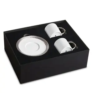 L'Objet Corde Trim Espresso Cup & Saucer, Set Of 2 - Platinum