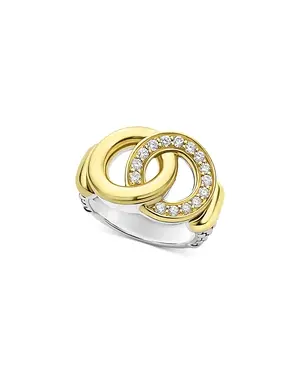 Lagos Two Tone Interlocking Diamond Ring - Gold/silver