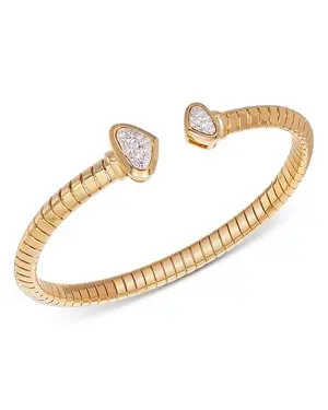 Marina B 18k Yellow Trisolina Castanga Pave Diamond Bangle - Gold