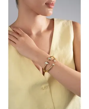 Marina B 18k Yellow Trisolina Castanga Pave Diamond Bangle