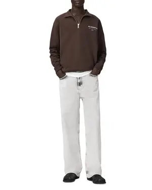 ALLSAINTS Underground Cotton Logo Half Zip Sweatshirt - Bitter Brown