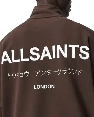 ALLSAINTS Underground Cotton Logo Half Zip Sweatshirt - Bitter Brown