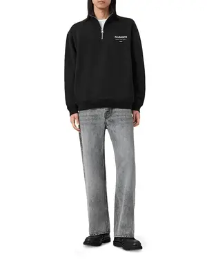 ALLSAINTS Underground Cotton Logo Half Zip Sweatshirt - Jet Black