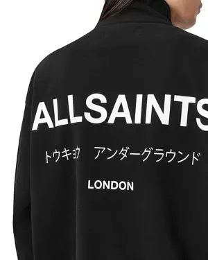 ALLSAINTS Underground Cotton Logo Half Zip Sweatshirt - Jet Black
