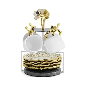 Michael Aram Anemone Demitasse Cup & Saucer Set With Stand - Silver/gold