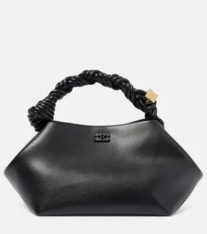 GANNI Small Leather Tote Bag - Black