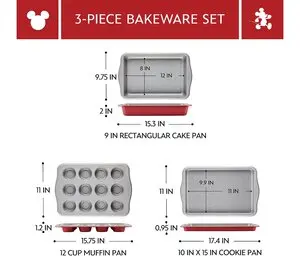 FARBERWARE Disney Bake With Mickey Mouse 3-piec E Bakeware Set