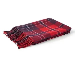 GLITZHOME 60 X50' Acrylic Plaid Woven Christmas Throw - One-color