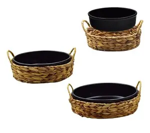 TEMP-TATIONS Carved Willow S/3 Nest Bakers W/basket - One-color