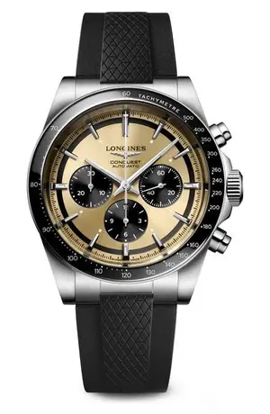 LONGINES Longines Conquest Chronograph Bracelet Watch Champagne