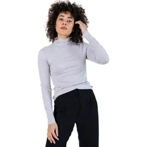 POPLINEN Norma Modal Ribbed Turtleneck - Heather Gray