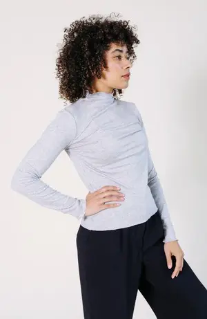 POPLINEN Norma Modal Ribbed Turtleneck - Heather Gray