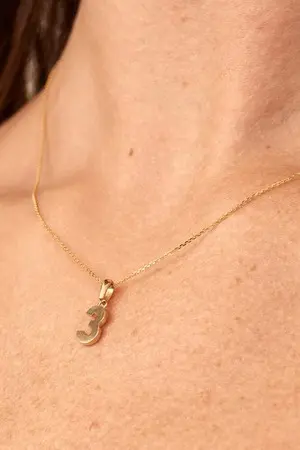 ORADINA 14k Gold My Number Charm Pendant - Number 2