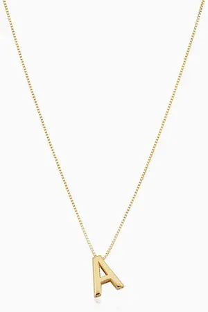 ORADINA 14k Gold Initial Pendant Necklace - Letter A