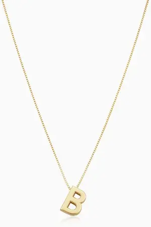 ORADINA 14k Gold Initial Pendant Necklace - Letter B