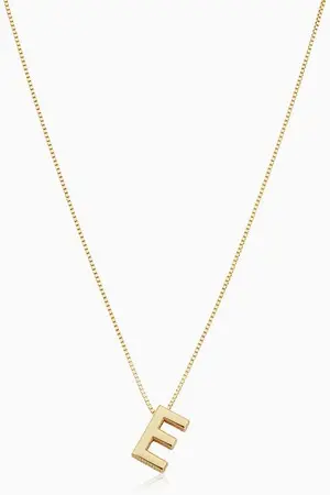 ORADINA 14k Gold Initial Pendant Necklace - Letter E