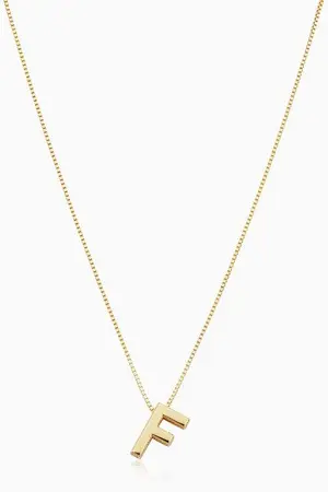 ORADINA 14k Gold Initial Pendant Necklace - Letter F