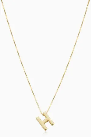 ORADINA 14k Gold Initial Pendant Necklace - Letter H