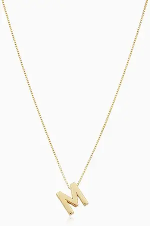 ORADINA 14k Gold Initial Pendant Necklace - Letter M