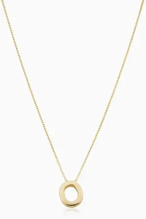 ORADINA 14k Gold Initial Pendant Necklace - Letter O
