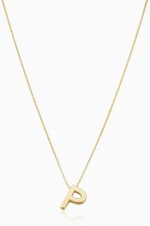 ORADINA 14k Gold Initial Pendant Necklace - Letter P