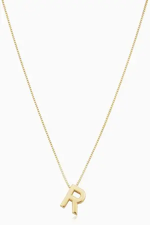 ORADINA 14k Gold Initial Pendant Necklace - Letter R