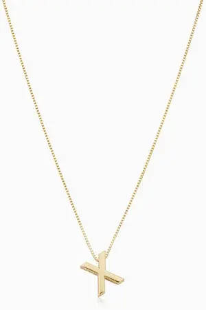 ORADINA 14k Gold Initial Pendant Necklace - Letter X