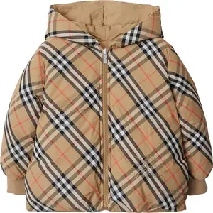 Burberry Reversible Check Nylon Puffer Jacket - Sand