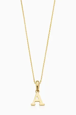 ORADINA 14k Gold Initial Pendant Necklace - Letter A