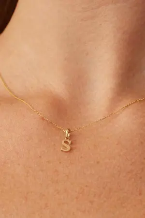 ORADINA 14k Gold Initial Pendant Necklace - Letter A