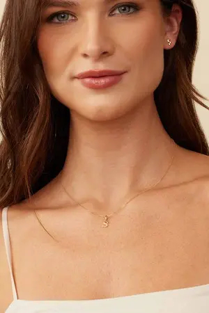 ORADINA 14k Gold Initial Pendant Necklace - Letter A