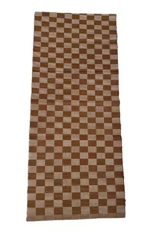 SIAFU HOME Handloomed Checkered Table Runner - Brown