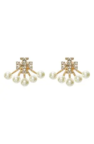 Tory Burch Moondance Pearl Front-back Earrings - Tory Gold / Pearl / Crystal