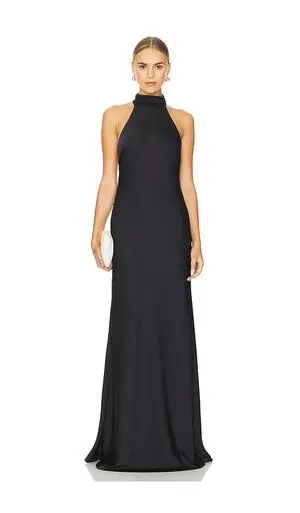 Misha Collection Evianna Satin Gown - Black & Ivory