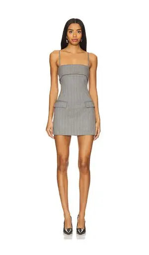 LOVERS AND FRIENDS Erin Mini Dress - Grey Pinstripe