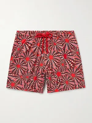 Vilebrequin Moorise Straight-Leg Mid-Length Printed Swim Shorts Red