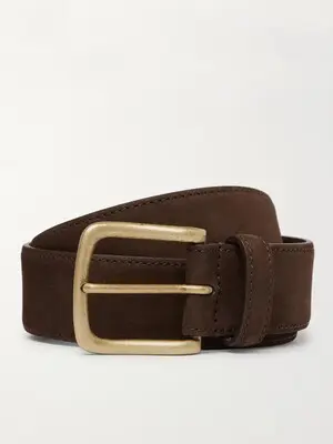Anderson & Sheppard 3.5cm Suede Belt - Brown