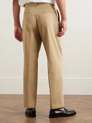 FEDERICO CURRADI Straight-leg Pleated Cotton-twill Trousers